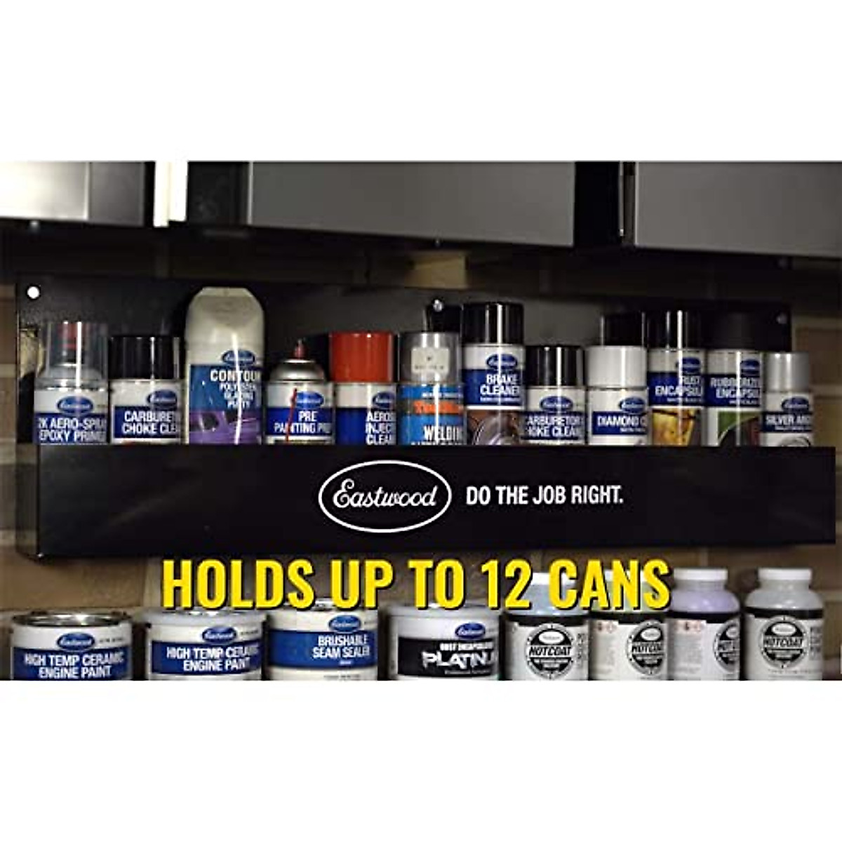 Eastwood Aerosol Can Rack | Aerosol Storage and Organizer | Mountalble Extra Wide Steel Construction | 12 Can Holes, Black