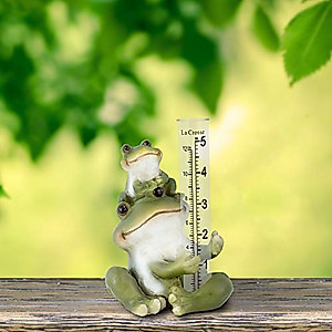 LA CROSSE MCCORMICK 704-4114 5 in. Table Standing Polyresin Frog Rain Gauge, Green