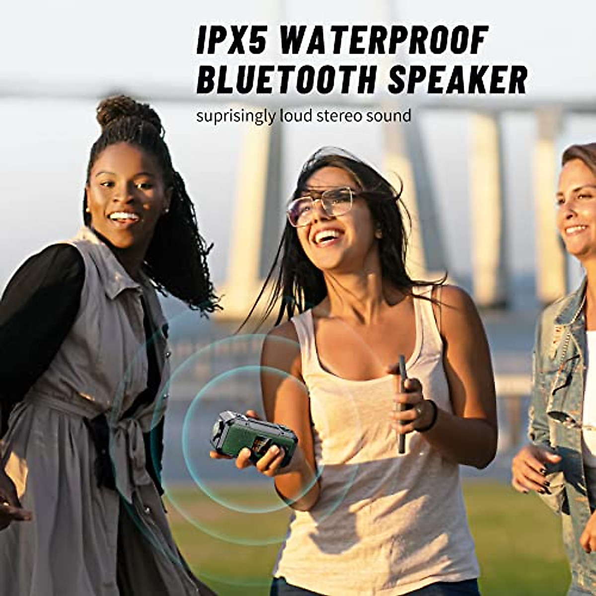 Emergency Radio Waterproof Bluetooth Speaker,WB Weather Radio NOAA Alert, Digital Portable AM FM Small Radio, Hand Crank Solar Survival Radio with 2000mAH Cell Phone Charger, Flashlight, Storm Radio