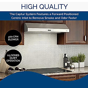 Broan-NuTone BCDJ142SS Glacier 42-inch Under-Cabinet 4-Way Convertible Range Hood with 3-Speed Exhaust Fan and Light, Stainless Steel