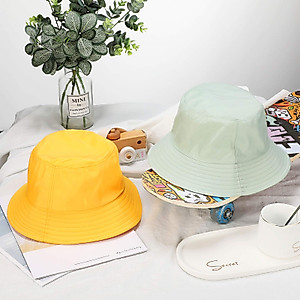 Geyoga 8 Pack Cotton Bucket Hat Foldable Packable Fishing Hat Beach Cap for Kids Teen Girls Women Men (Bright Colors)