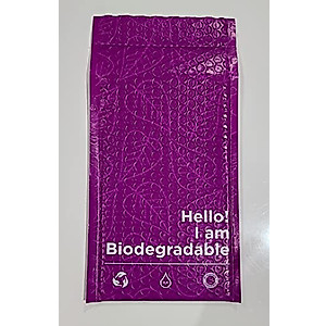 Kipulu™ 100% Biodegradable Bubble Mailers,25pcs Padded Packaging Wrap Envelopes Pouches Eco Friendly no glue, no plastic, Christmas wrapping (6 x 10 purple)