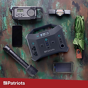 4Patriots Patriot Power Sidekick Solar Generator, 300wH Portable Power Station with 40 Watt Solar Panel, AC Fast Charging in 5 Hours, Dual 110V AC Outlets, Only 8 Lbs, Perfect for Camping Accessories