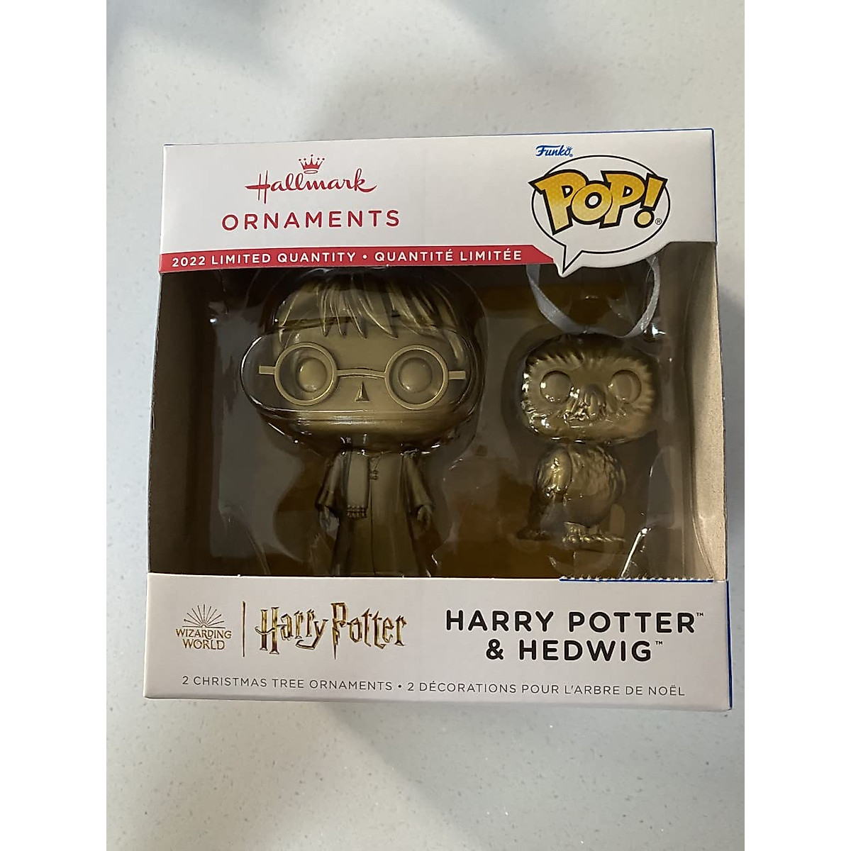 Hallmark Harry Potter Ornaments (Harry and Hedwig Funko POP!, Set of 2) - Limited Chase Gold Variants