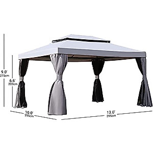 Grand Patio 10x13 Gazebo for Patios Outdoor Gazebo with Mosquito Netting and Curtains Outdoor Patio Canopy for Deck Backyard Garden Lawns