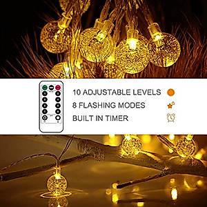 Metaku Globe Fairy Lights Battery Operated 33ft 80LED String Lights with Remote Waterproof Indoor Outdoor Hanging Decorative Christmas Lights for Home Party Patio Garden Wedding