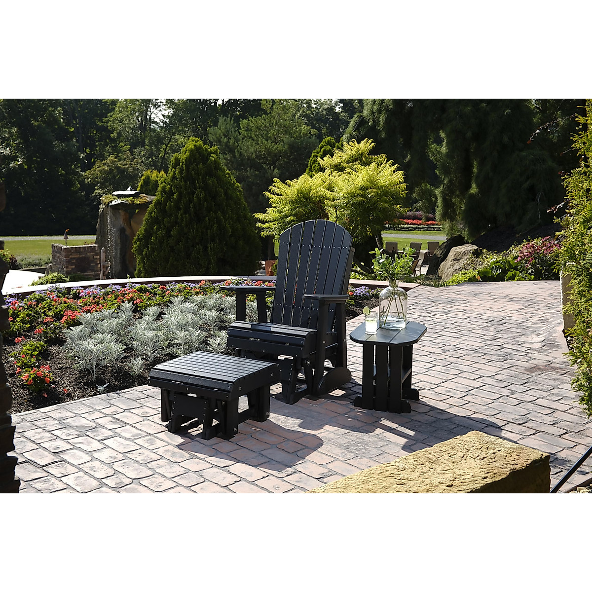 LuxCraft Poly Glider Footrest Ottoman (Cherrywood & Black)