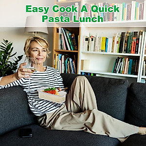 Potahouse® Microwave Pasta Cooker with Strainer Lid, Quick Cooking in 10-15 Min Spaghetti Cooker Microwave Steamer for Dorm Kitchen Offices College Essentials, Clear