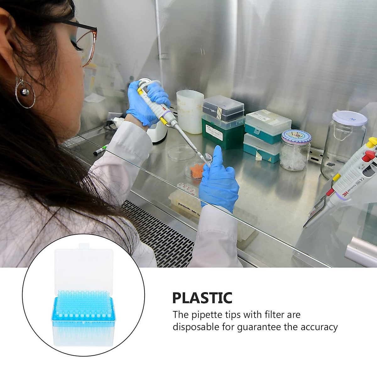 Disposable 1ml Filter Tip Pipette- Extended Tip 1000ul Filter Tip- Easy to Use for Lab Experiment (5 Boxes, Each Box 96pcs)