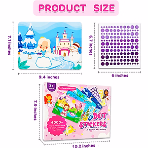 Dot Sticker Art Kit for Kids - DIY Dot it Art Activity - Sticker Book for Toddlers - Princess,Unicorn,and More - Cryptofocus Sticker Kit - Mess-Free Fun Kids Stickers - Perfect Gifts for Ages 3 to 7