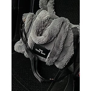 Faux Fur Furry Tote Purse Women Crossbody Shoulder Bag Soft Plush Handbag Clutch Top Handle Fuzzy Satchel (Dark Gray)