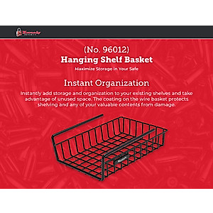 Hornady Hanging Shelf Document Basket, 96012 - Coated Wire Basket Maximizes Storage for Documents, Gun Accessories, & Ammo - Easy Access Under Shelf Storage for Gun Safes - Holds Up to 40 Pounds