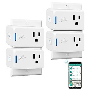 4pack Smart Plug Wireless Mini Outlet with Schedule,Remote Control Your Devices,Occupies Only One Socket, Compatiable with Alexa Echo Google Home Assistant, Christmas Light Socket Timing Function