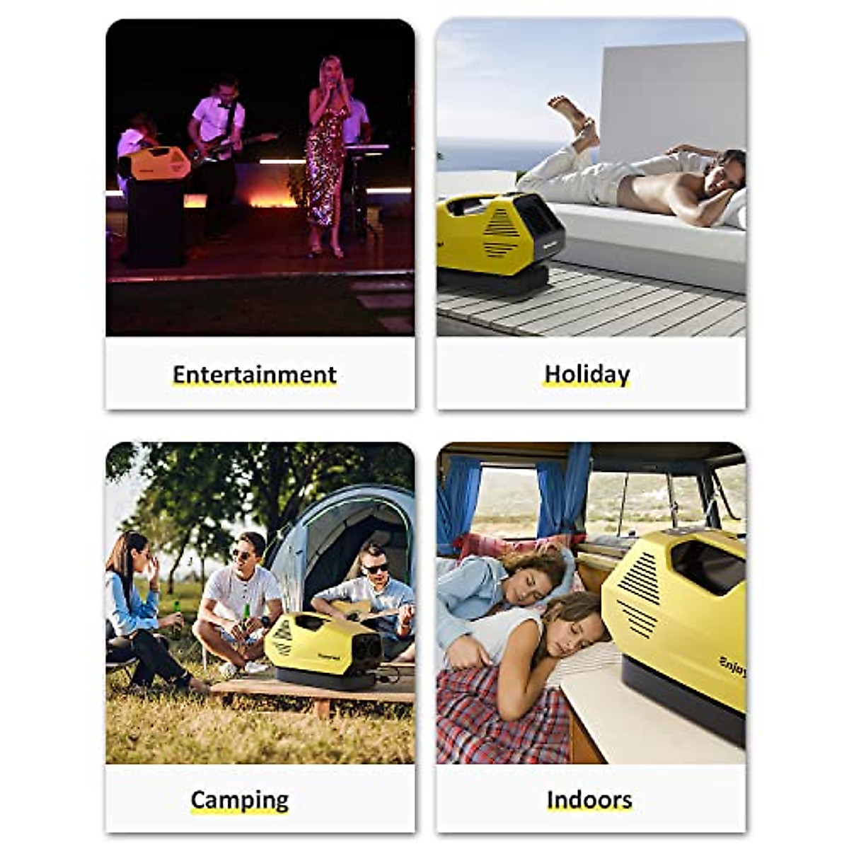 EnjoyCool Portable Air Conditioners, Outdoor Air Conditioner, 2380BTU Home AC Cooling Unit, 24Volt, 220W Low Power Consumption for Outdoor Camping Tent, Car, Truck, Parties, Fishing, Van and RV