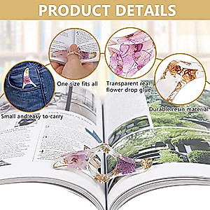 BENBO Page Holders for Reading, Dried Flower Resin Thumb Book Holder Transparent Handmade Personalized Flower Resin Book Opener Bookmarks Reading Ring Book Accessories for Book Lovers (Purple)