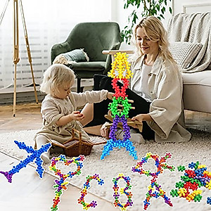 MYMUHUAN 400 Pieces Building Blocks Kids Stem Toys, Montessori Toys for 3 Year Old, Building Blocks for Toddlers, Flower Building Toy Set, Educational Building Toys Discs Interlocking for Preschool