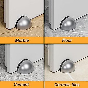 AONAYIOA 4 Pack Door Stoppers, 3M Adhesive Door Stopper, Stainless Steel Half Dome Floor Door Stop, Brushed Nickel Door Stops, No Drill Door Stopper for Office, Bedroom, Living Room, Bath Shower Room