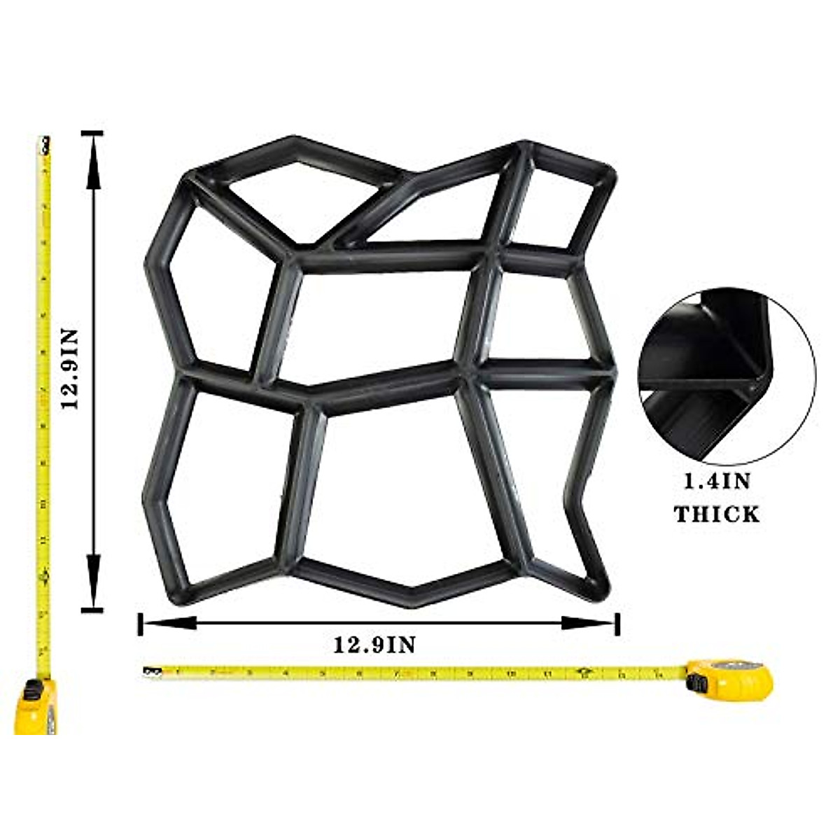 Walk Path Maker, Pathmate Stone Mold Paving Pavement Concrete Molds Stepping Stone Paver Walk Way Cement Molds for Patio, Lawn & Garden (2 Packs 13 x 13 x 1.4 inch)