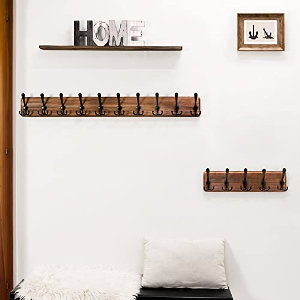 SKOLOO Rustic Large Coat Rack Wall Mount: 38.3'' Long Coat Rack for Wall, Wood Coat Rack Hook, Farmhouse Coat Hanger Wall Mount for Hanging Jacket Coat