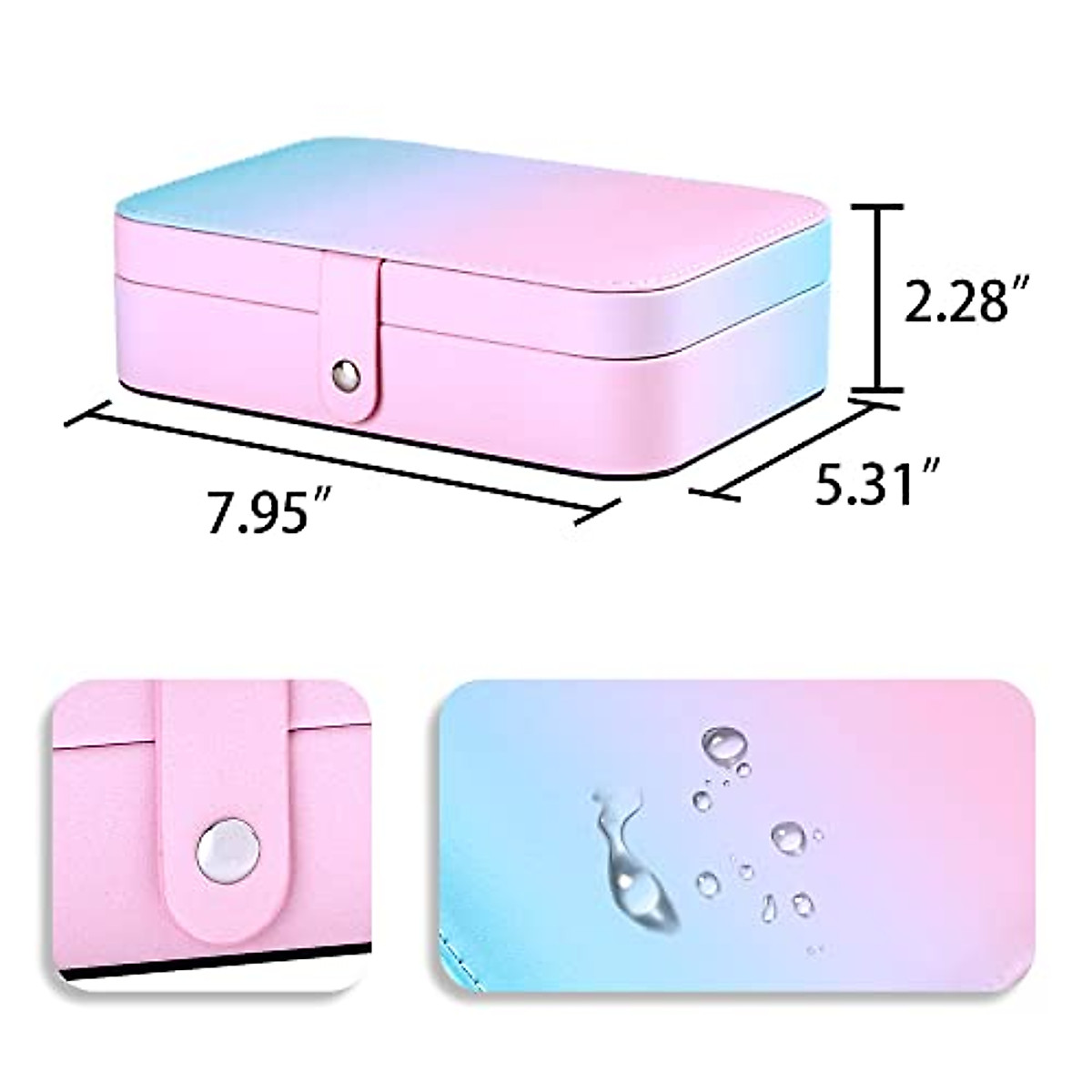 Kendal Travel Jewelry Box, Small Portable Jewelry Organizer Mini Jewelry Case for Women, Earing Organizer, Leather Portable Jewelry Storage Boxes for Rings Earrings Necklaces Bracelets (Gradient)
