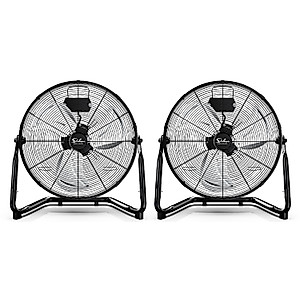 Simple Deluxe 20 Inch 3-Speed High Velocity Heavy Duty Metal Industrial Floor Fans Quiet for Home, Commercial, Residential,Black, 2 Pack