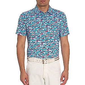 Robert Graham Men AUTO Expo Short Sleeve Knit Polo, Jade, X-Large