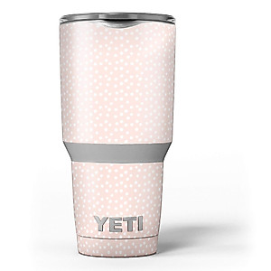 Design Skinz The Coral and White Micro Polka Dots - Skin Decal Vinyl Wrap Kit Compatible with The Yeti Rambler Cooler Tumbler Cups