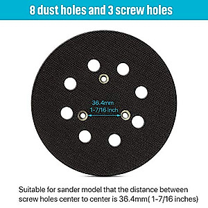 2 Pieces 5 Inch 8 Holes Replacement Sander Hook and Loop Sander Pad Replacement for Makita BO5010, BO5030K, BO5031K, BO5041K
