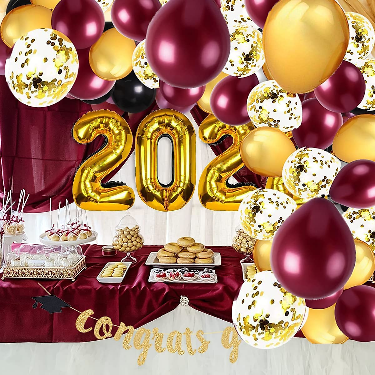 Burgundy Birthday Party Decorations Women Fall/Fall Bridal Shower Decorations/Graduation Decorations Maroon Gold 2024/Burgundy Graduation Party Decorations Maroon Gold Balloons FSU