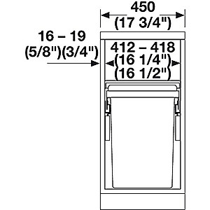 Hafele Waste Bin Pull Out Euro Cargo 45, with 2 x 38 Liter Bins, 110 lbs Load Bearing Capacity