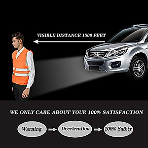 10 Pack Mount Marter safety vest reflective running vest for men and women, 360° super bright, High visibility & Long distance, Orange safety reflective vest for traffic, construction and outdoor work