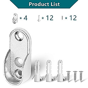 Jiozermi 2 Pack Oval Closet Rod End Supports, Flange Closet Rod Holder Fit for 15x30mm Oval Rods, Flanges Pole Sockets for Wardrobe Closet, Polished Chrome Finish