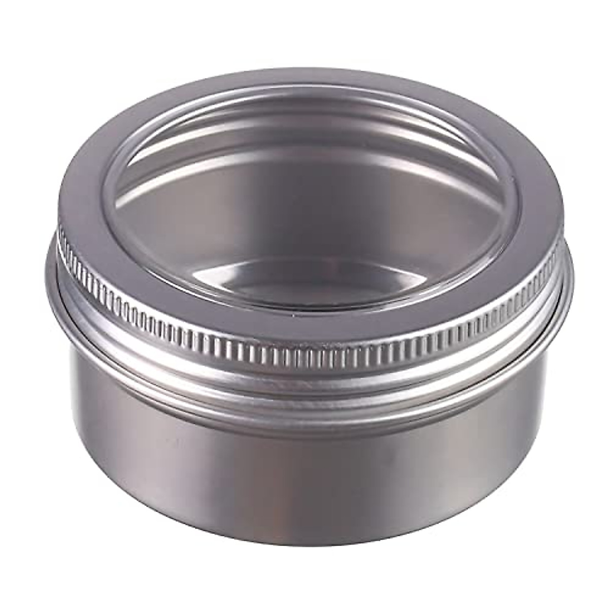 Heyiarbeit 6Pack 3.4 OZ Tin Cans Screw Top Round Aluminum Cans Screw Lid Containers with Clear Window for Store Spices Candies Tea or Gift Giving