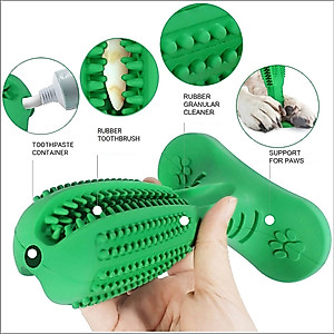 Dog Toothbrush Chew Toy (Patented) for Aggressive Chewers (for Medium and Large Sized Dogs), Dog Teeth Stick, Dog Teeth Cleaning Toy, Toys for Dogs, Green