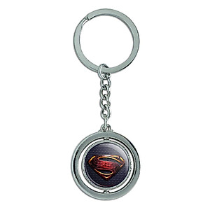GRAPHICS & MORE Justice League Movie Superman Logo Keychain Spinning Round Chrome Plated Metal