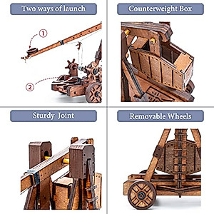 Toystub 3D Wooden Puzzles for Adults Trebuchet Building Kit Model Wood Assembly Gifts