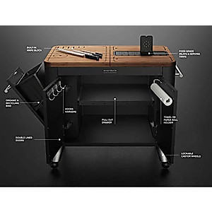 Everdure Mobile Prep Kitchen, 40-Inch Indoor/Outdoor Kitchen Island, Rolling Cart with Lockable Wheels, Equipped with Built-in Cutting Board and Serving Trays, Graphite