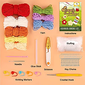 PP OPOUNT Crochet Kit for Beginners, 12 PCS Simple Crochet Kit, Beginner Crochet Kit for Adults and Kids, Learn to Crochet with Step-by-Step Instruction and Video Tutorials (Patent Product)
