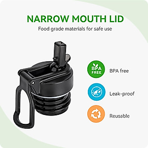 Prurex Straw Lid for Hydro Flask Standard Mouth 18, 21, 24 oz, Lid with Straws Fits Iron Flask Narrow Mouth, Simple Modern Ascent Bottle