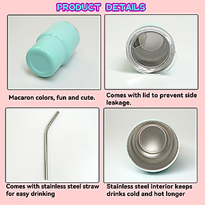 S-SNAIL-OO Mini Tumbler Shot Glass with Straw, Sublimation Double layer metal Cute Shot Glasses Set 3oz with Lids for drinks, coffee, cocktails. (6PC S-White)