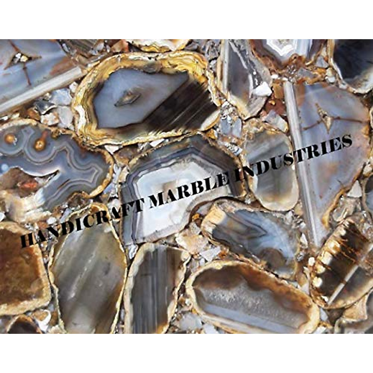 Agate Table 18", Coffee Table, Blue Grey Mix Agate Table Top, Agate Coffee Table, Agate Side Table, Round Table, Stone Table. Grey Agate Geode Table