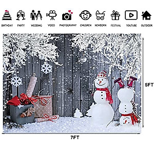 LTLYH 7x5ft Christmas Photography Backdrop Winter Snowman Santa Gift Wood Decoration Backdrop Xmas Eve Holiday Party Supplies Cake Table Banner Home Decoration Portraits Photo Booth Studio Prop