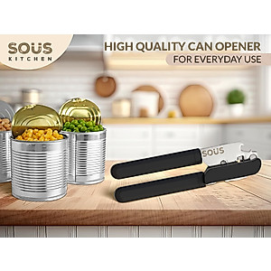 Sous Kitchen Heavy Duty Can Opener - Manual Can Openers With Premium Quality Razor Sharp Blades - Hand Can Opener Manual - Can Opener Heavy Duty For Everyday Use - Hand Held Can Openers For Kitchen