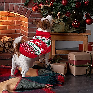 Tiibot 2 Pack Christmas Pet Sweaters Xmas Winter Knitwear with Reindeer Snowman Soft Warm Dog Clothes Argyle Christmas Pet Coats Outfits for Kitty Puppy Cat, Large