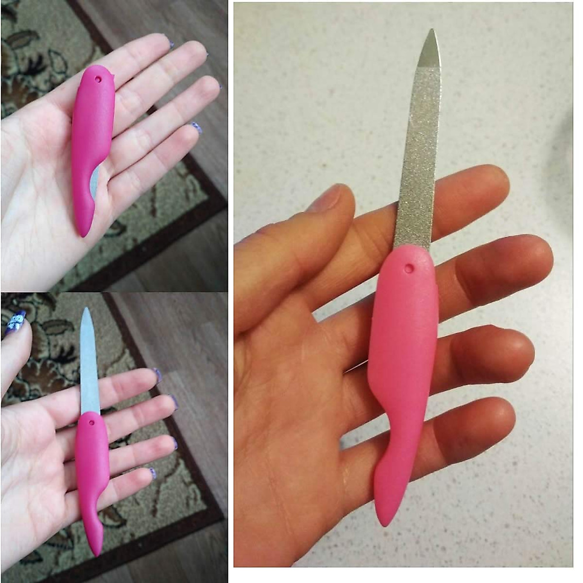 RAYNAG 10 Pack Folding Pocket Size Nail File Stainless Steel Manicure Nail Care,Random Color