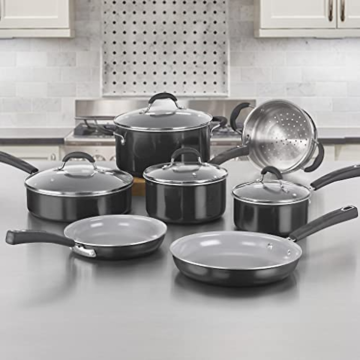 Cuisinart 54C-11BK 11-Piece Set Ceramica XT Nonstick Cookware, Black