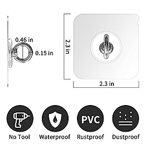 Ceiling Hooks, Practical Wall Hanging Auxiliary Hook, Stainless Steel,Waterproof,Nail-Free Adhesive Wall Hook,for Indoor and Outdoor Hanging Plants,Wind Chimes,Hangers, Decoration Hook,4 Pcs