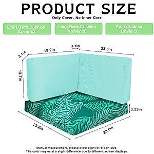 Mixweer 14 Pcs Outdoor Cushion Slipcovers Replacement Furniture Chair Seat Patio Cushion Covers Slipcovers with Zipper and Tie for Outdoor Patio Furniture Sofa Couch