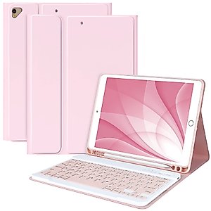 Keyboard Case for iPad 10.2" 9th 8th 7th Generation, with Detachable Bluetooth and Pencil Holder, 10.2 Inch/iPad Air 10.5"(3rd Gen)/iPad Pro 10.5 in, Auto Sleep/Wake Function (Pink)