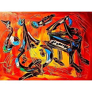 Modern Abstract Impressionist Art Deco - Oil Painting on Canvas- Signed with Certificate of Authenticity-size 20 X 16, Fine Arts, Stretched - Gallery Wrap - Ready to Display